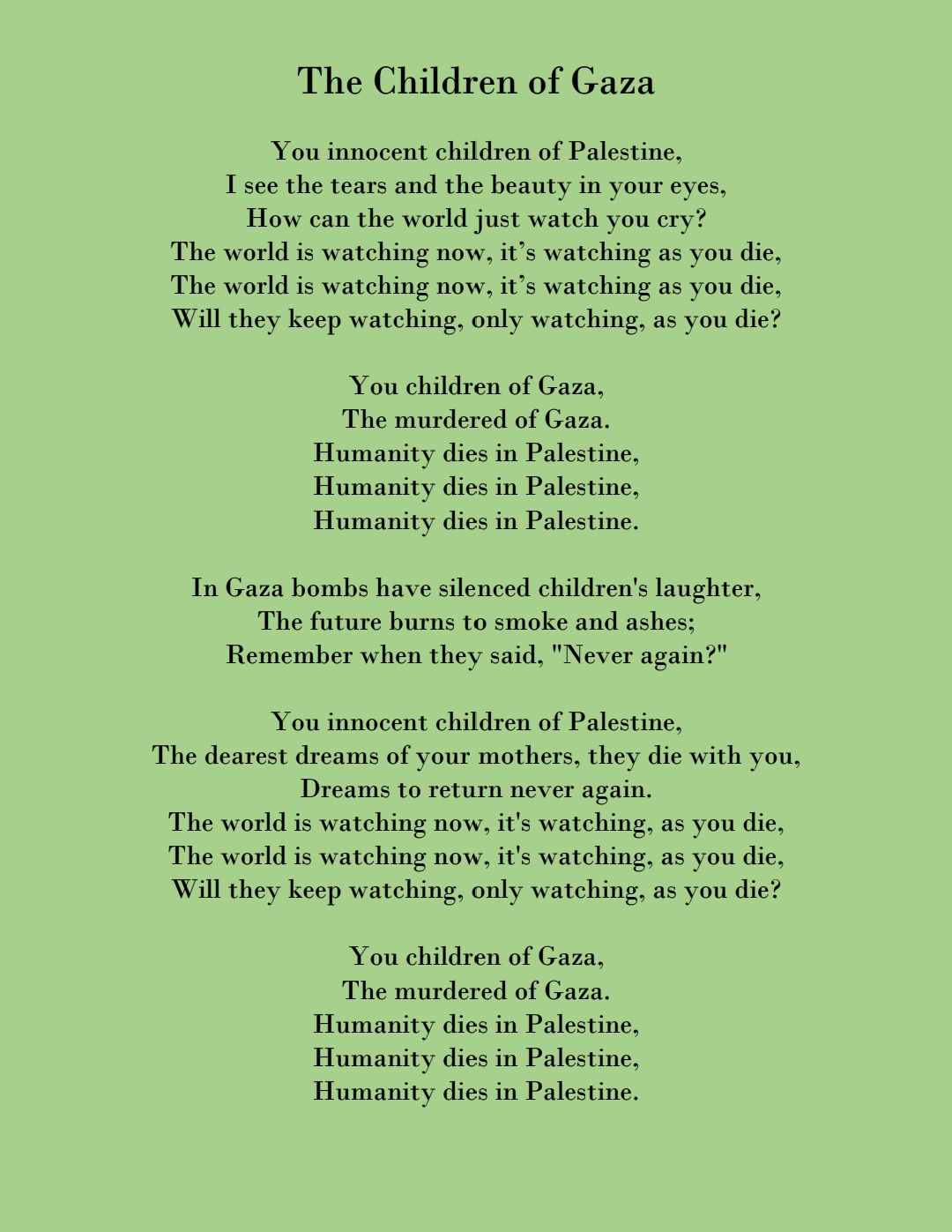 Video: End the cycle of violence – Save the children of Gaza!